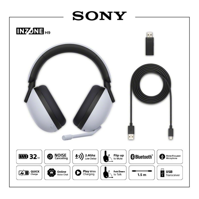 Jual Gaming Headset SONY INZONE H9 Wireless Bluetooth ANC - Headphone ...