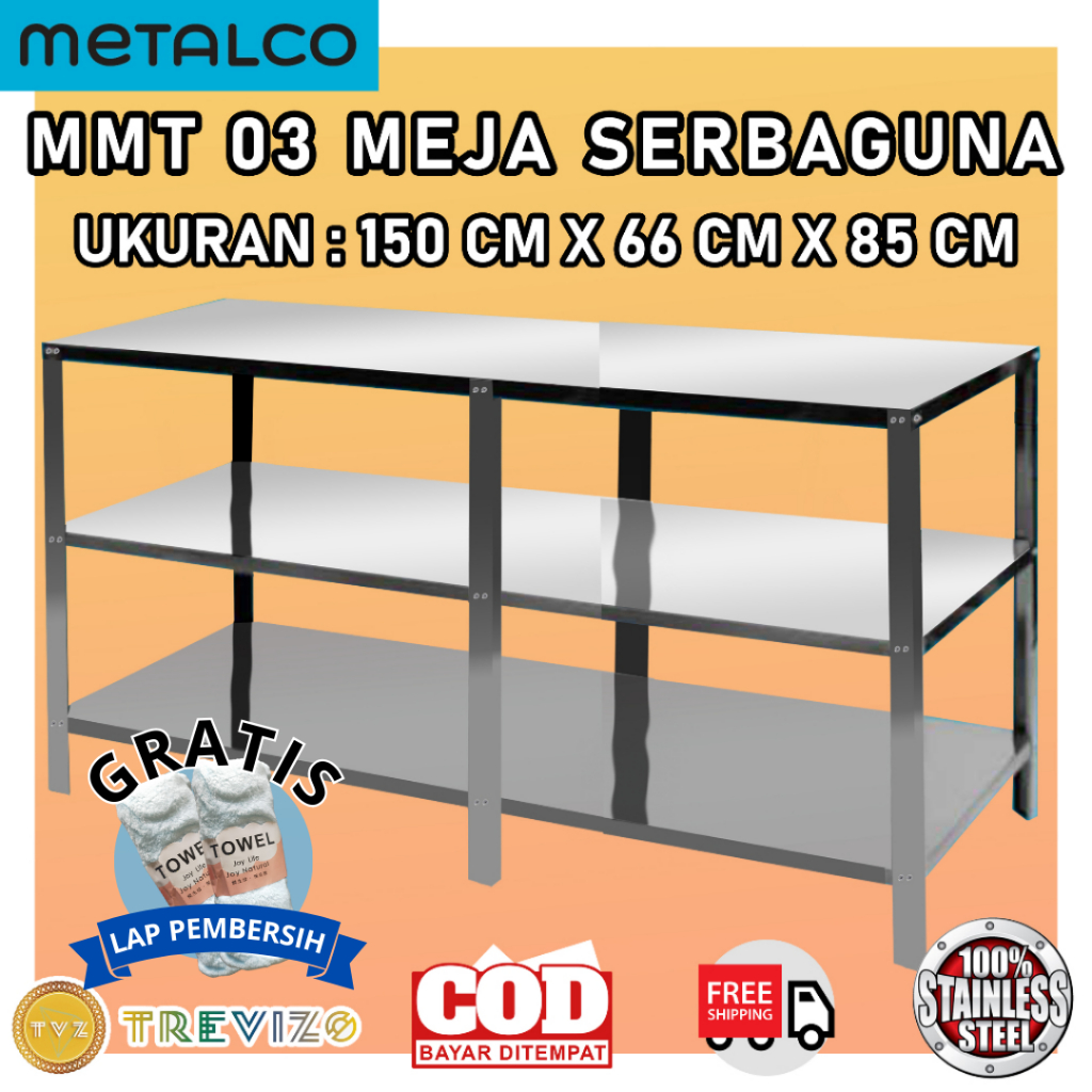 Jual Meja Dapur Stainless Panjang 1,5 Meter Meja Prepare Baking ...