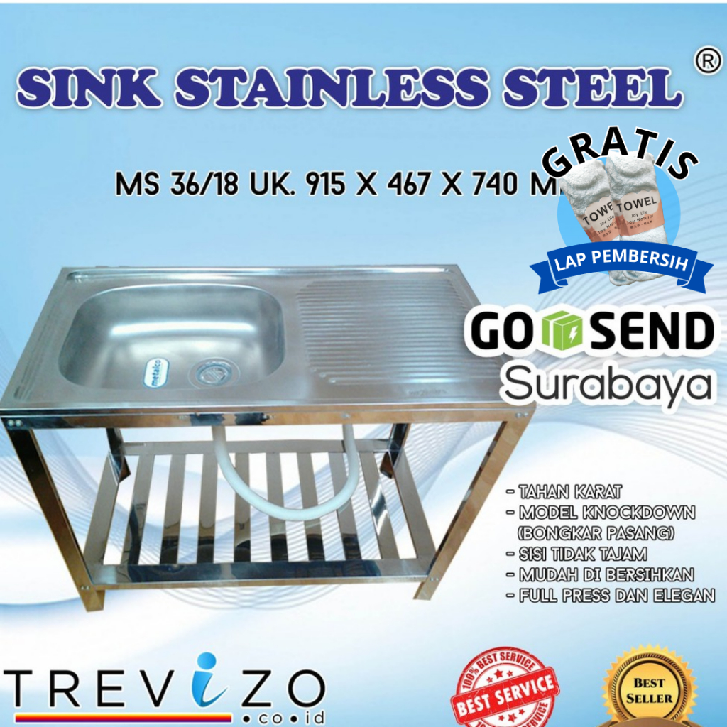 Jual Meja Bak Cuci Piring Metalco MS 36 / 18 Set MEJA Stainless ...