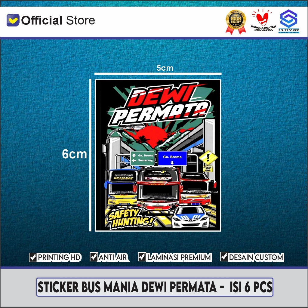 Jual Stiker Bus Mania Bus Dewi Permata Printing HD isi 6pcs | Shopee ...