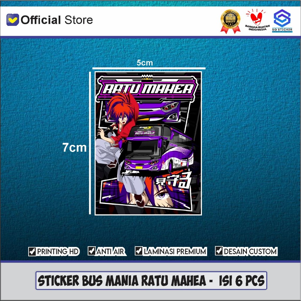 Jual Stiker Bus Mania Bus RATU MAHEA Sticker Vinly Printing HD isi 6pcs ...