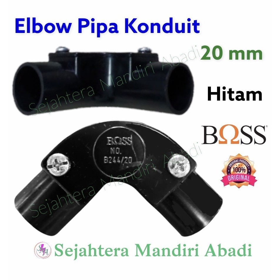 Jual Elbow Pipa Listrik 20mm Boss Hitam/Putih Knee Conduit Konduit ...