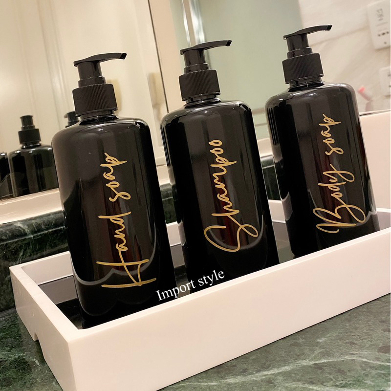 Jual botol HITAM n28 gold new. 500ml aesthetic bottle minimalist refill ...