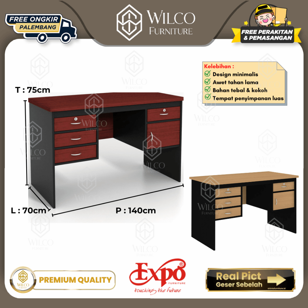Jual Meja Kerja/ Meja Tulis Kantor 2 Biro Kaki Besi Expo MTM 3002 ...