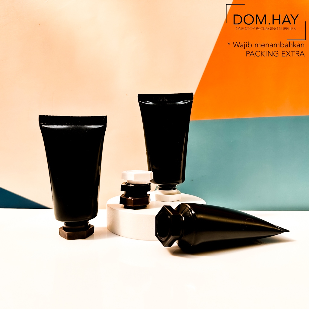 Jual 30ml Botol Tube Hitam HEXA Tutup Putar Plastik Packaging Kosmetik ...