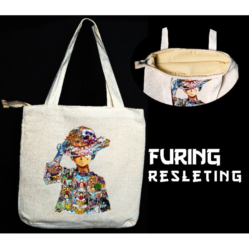 Jual Tas All Scene Tote Bag Goodie Bag Resleting Furing Kanvas Semi ...