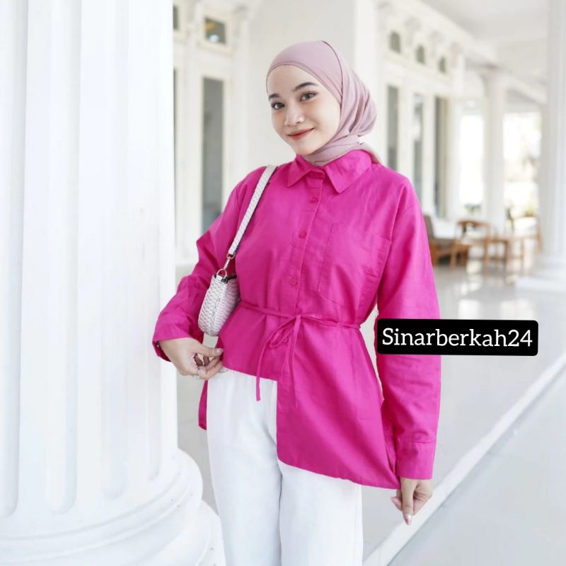Jual Gyaa Shirt Linen - Kemeja Oversize Linen - Atasan Wanita Lengan ...
