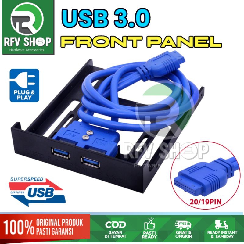 Jual USB 3.0 FRONT PANEL 2 PORT 5GBPS 20/19PIN HEADER | Shopee Indonesia