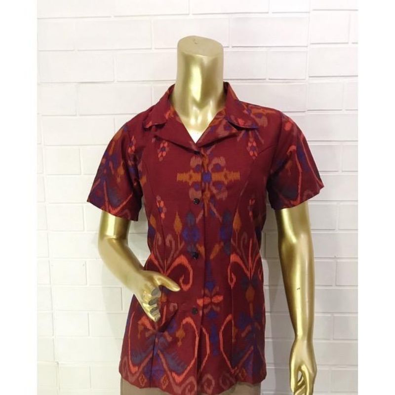 Jual kemeja endek wanita size jumbo | kemeja endek bali | kemeja kantor ...