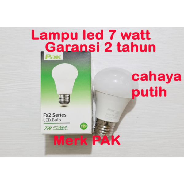 Jual lampu led bulb 7 watt merk PAK cahaya PUTIH garansi 2 tahun | Shopee Indonesia