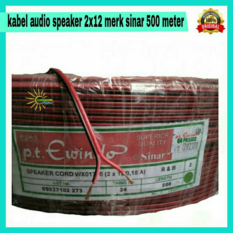 Jual kabel audio speaker listrik 2x12 merah hitam merk sinar ewindo ...