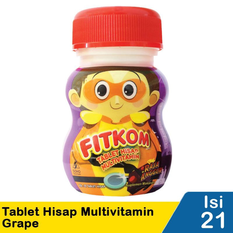 Jual Fitkom Tablet Hisap Multivitamin 21'S Grape | Shopee Indonesia