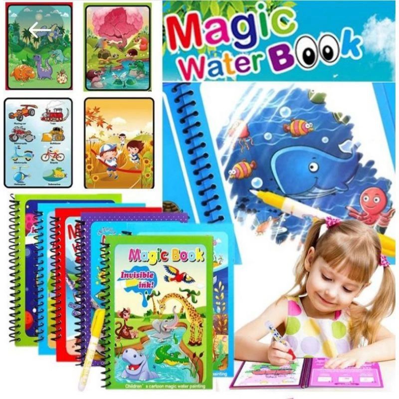 Jual Magic Water Coloring Book Buku Mewarnai Doodle Book Reuseable Pena Air / Mainan Edukasi ...