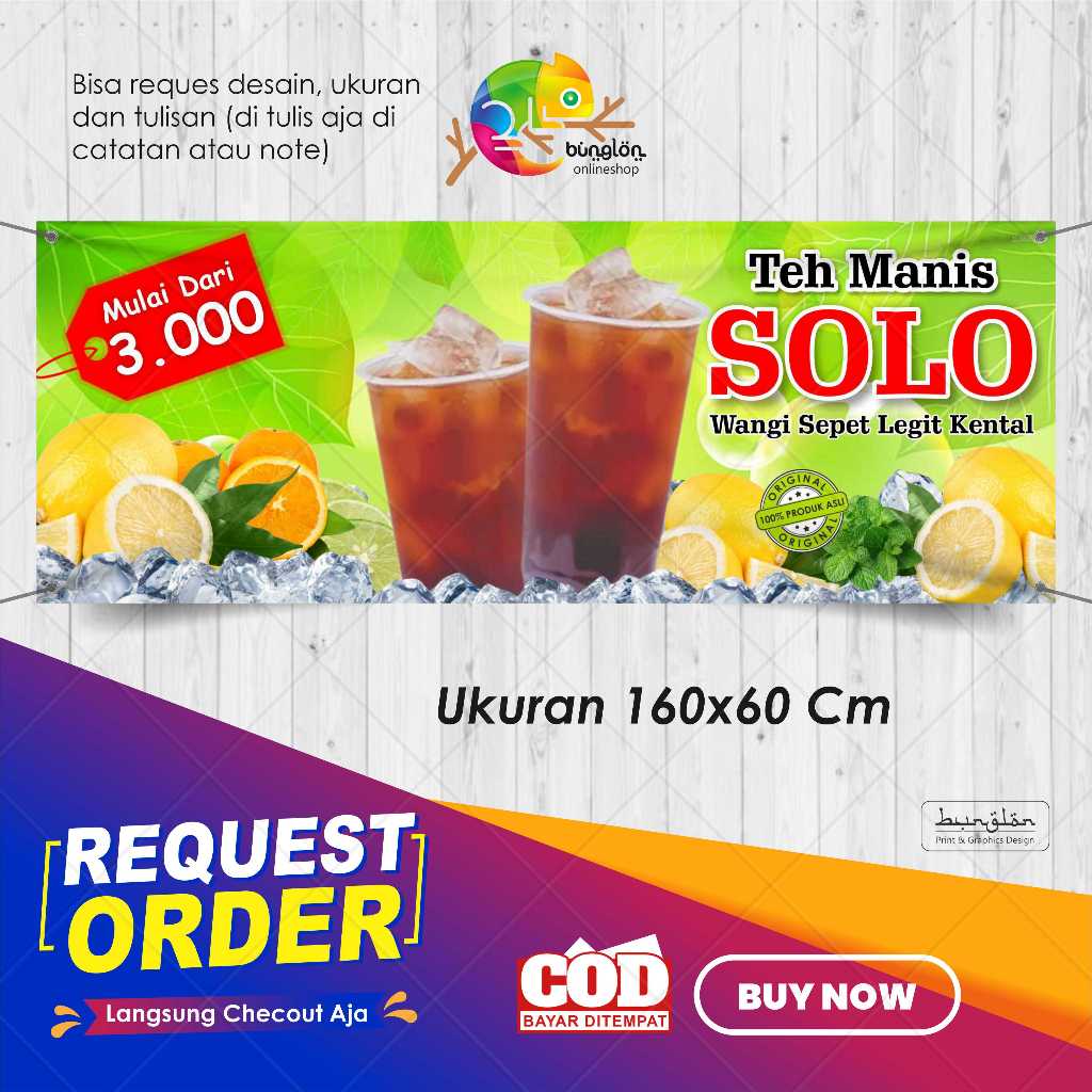 Jual Spanduk Banner 160x60 Es Teh Manis Solo Fresh Custom | Shopee ...
