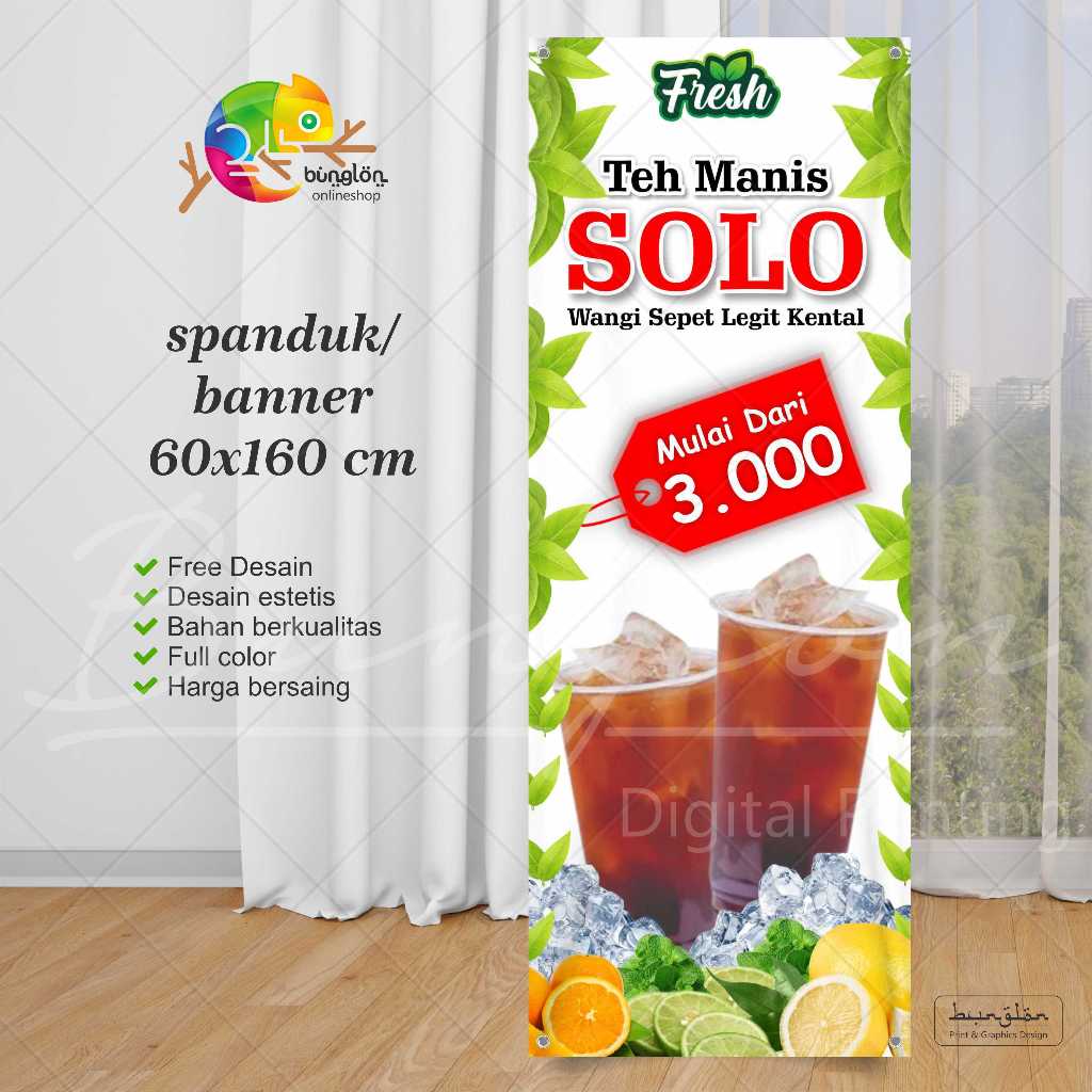 Jual Spanduk Banner Es Teh Manis Solo Fresh Custom | Shopee Indonesia
