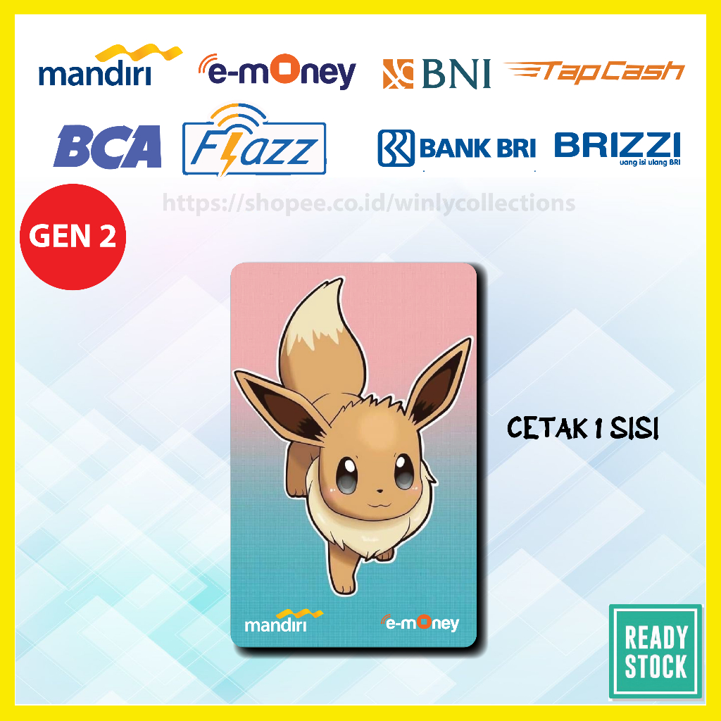 Jual KARTU EMONEY ETOLL EVEE POKEMON ANIME MANDIRI FLAZZ BCA BNI ...