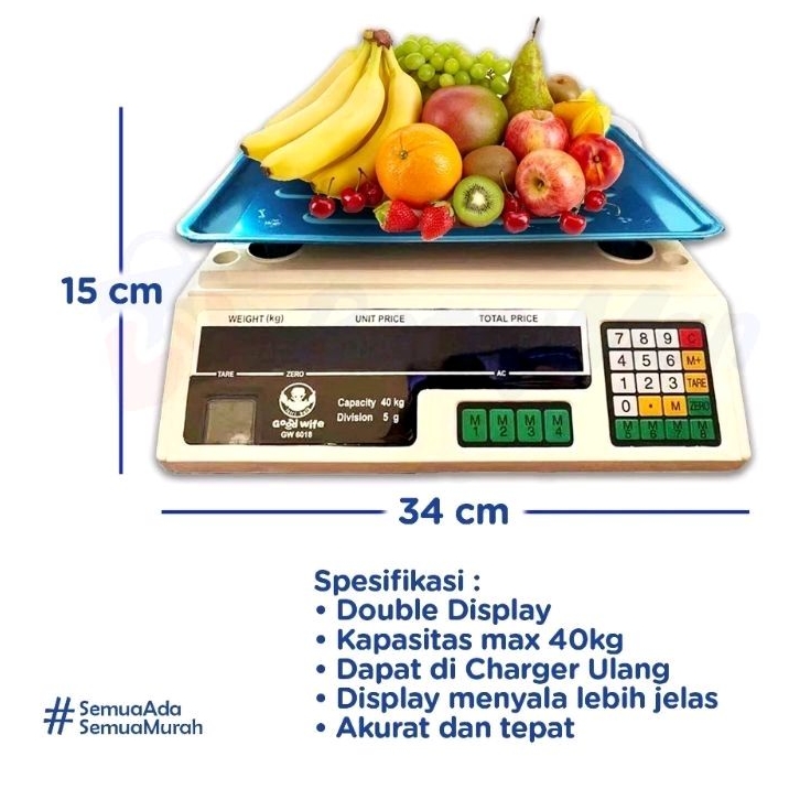 Jual TIMBANGAN BUAH DIGITAL 40KG / TIMBANGAN Sayur 40KG | Shopee Indonesia