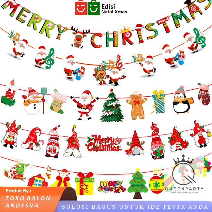 Jual Bunting Flag Natal / Banner Ornamen Natal / Banner ornamen Pohon ...