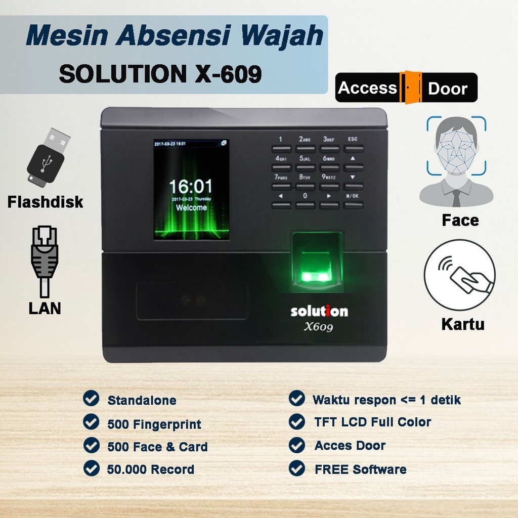 Jual Mesin Absen - Absensi Sidik Jari - Wajah - Kartu Finger Print Solution X609 | Shopee Indonesia