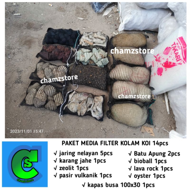 Jual paket media filter kolam koi siap pakai isi 14pcs / paket media ...