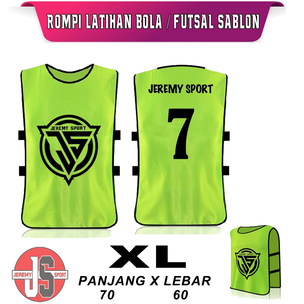 Jual Rompi Bola Karet Ukuran XL - Rompi Futsal Karet Plus Custom Sablon ...
