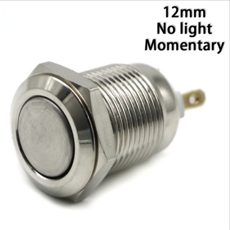 Jual Flat//Momentary Switch 12mm Stainless Push Button On Waterproof ...