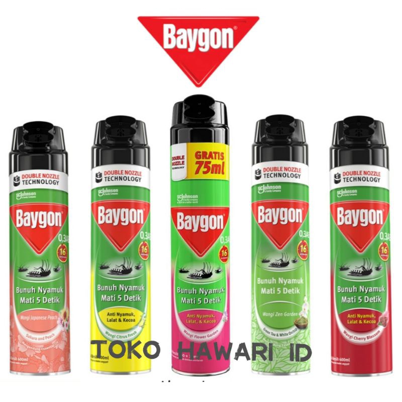 Jual Baygon Aerosol Flowers Garden 600+75ml / Japanese Peach / Citrus ...