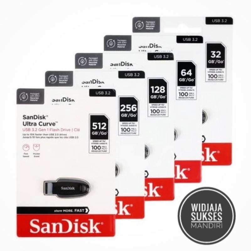 Jual USB Flashdisk FD Sandisk Ultra Curve 3.2 32GB 64GB 128GB 256GB ...