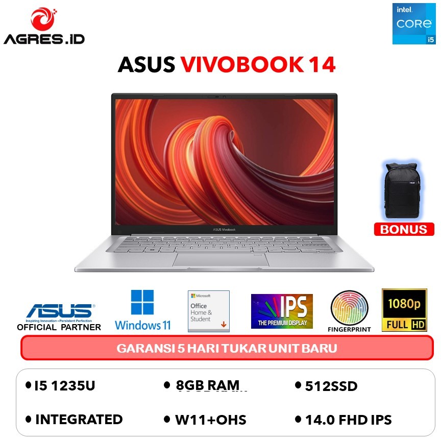 Jual ASUS VIVOBOOK 14 A1404ZA I5 1235U 8GB 512GB W11+OHS 14.0FHD VIPS ...