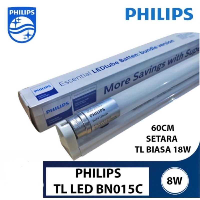 Jual PHILIPS TL LED Tube BN015C 8W 60CM SET / Lampu TL LED setara 18W neon | Shopee Indonesia