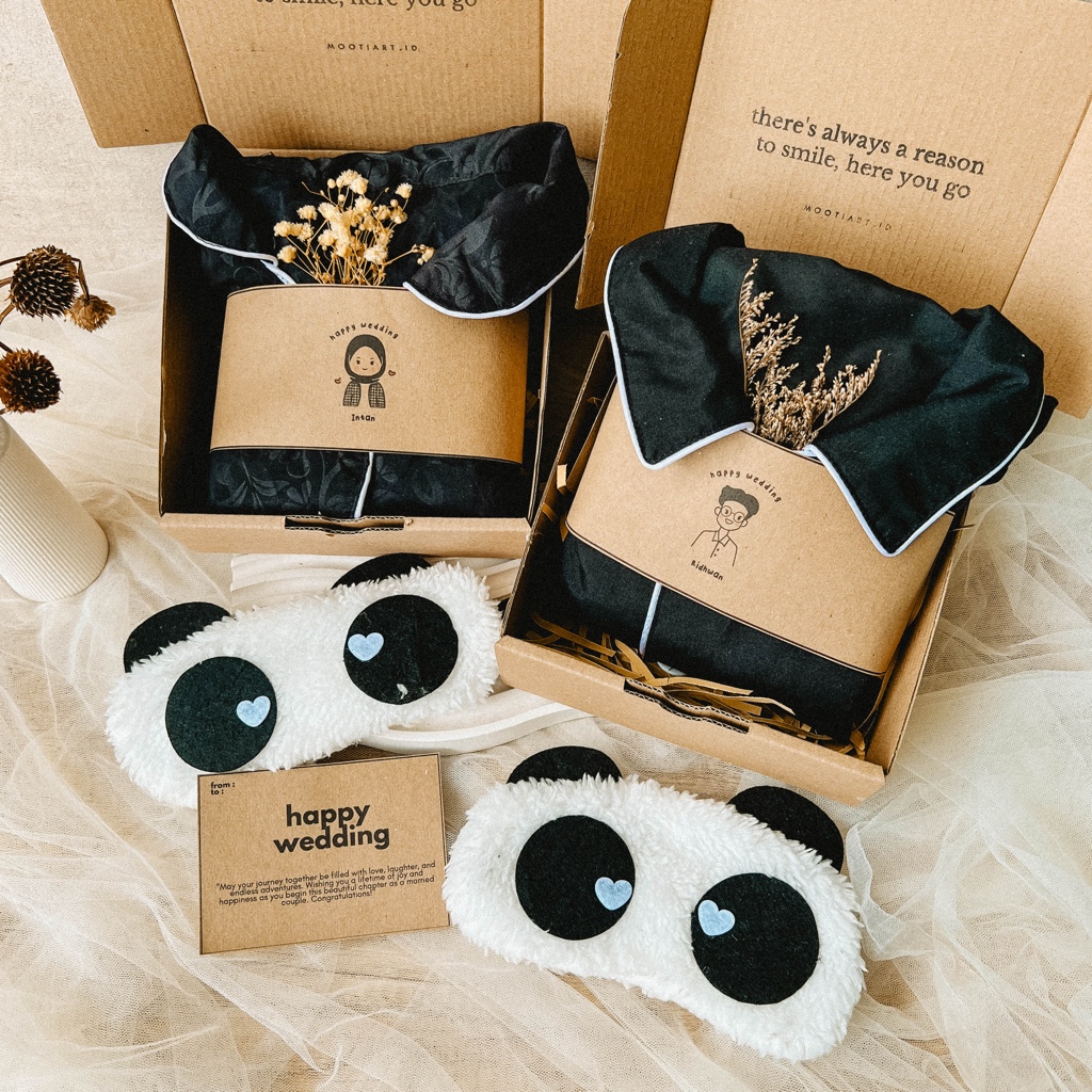 Jual MOOTIART.ID - KADO PERNIKAHAN PIYAMA COUPLE (FREE PENUTUP MATA ...