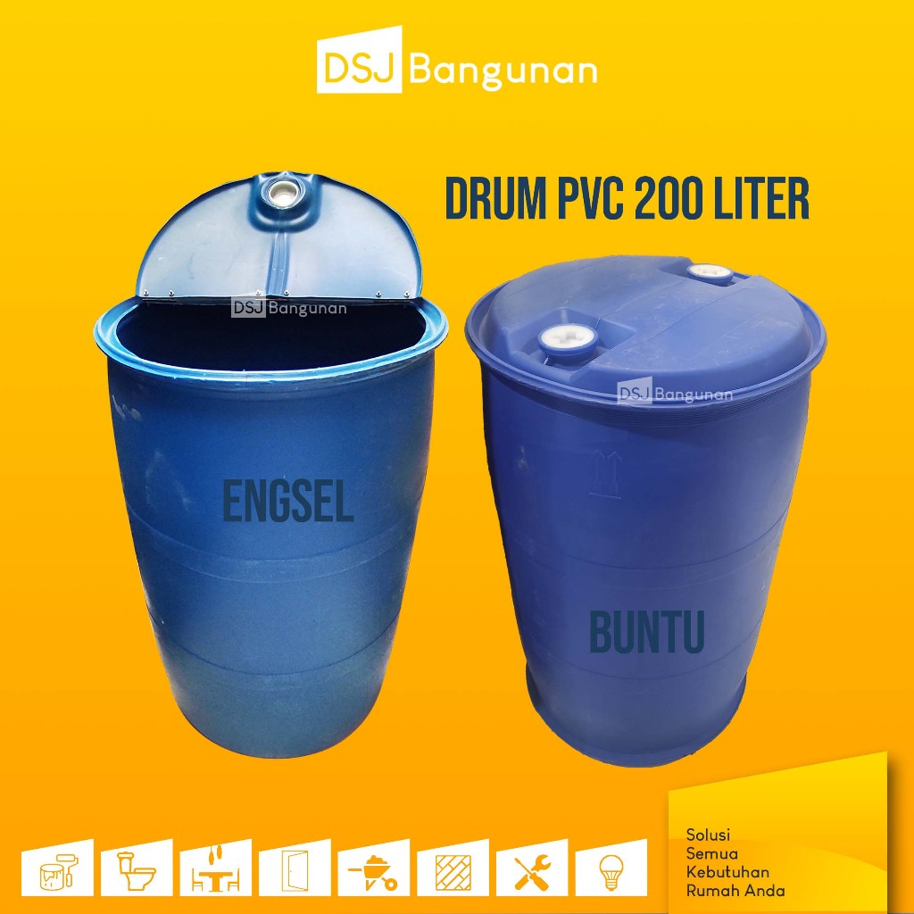Jual Drum Plastik PVC Biru Tong Air Drum 200 Liter Kirim Instant ...