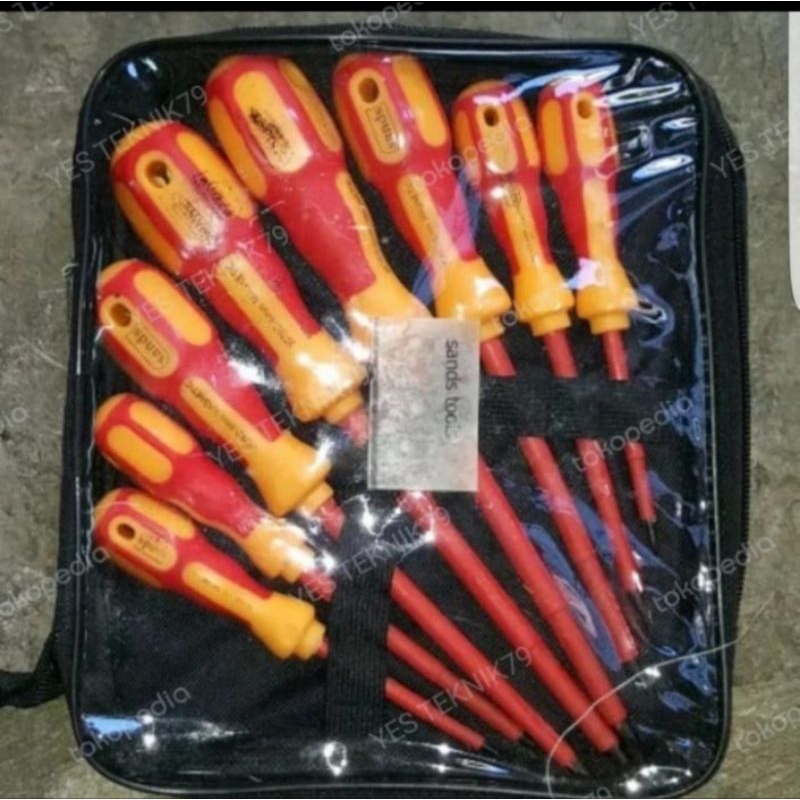 Jual Obeng set listrik 8pcs 1000 volt/ screw driver electric sands ...