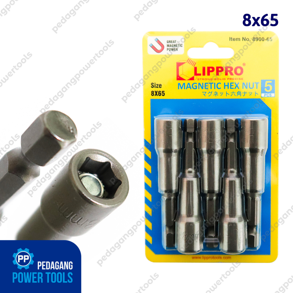 Jual LIPPRO Set 5 pcs Kunci Roofing 8 x 65 Magnetic Hex Nut Mata Bor ...