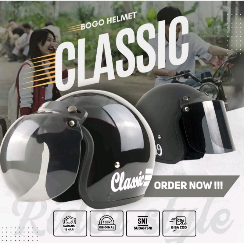Jual HELM BOGO RETRO CLASSIC SNI KUALITAS PREMIUM | Shopee Indonesia