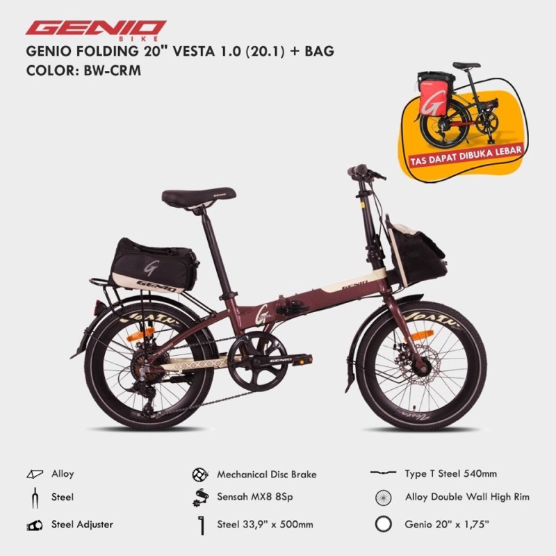 Jual Sepeda Lipat Folding Bike 20 Genio Vesta Paket Komplit | Shopee Indonesia