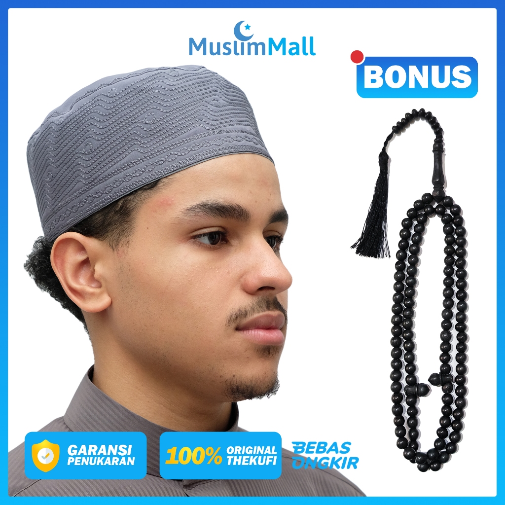 Jual Peci Bordir Madinah Warna Abu-abu Tua Kopiah Songkok Haji Madinah - The Kufi | Shopee Indonesia