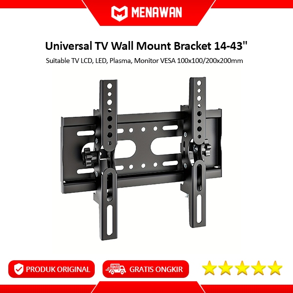 Jual Universal TV Wall Mount Bracket TV Monitor LCD LED 14-24-32-43 ...