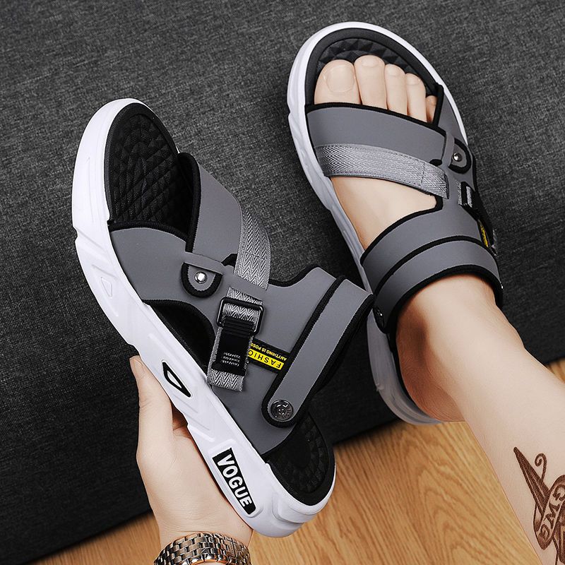 Jual Sepatu Sandal Pria Anti Slip Sendal Cowok Tahan Lama Terbaru Hitam ...