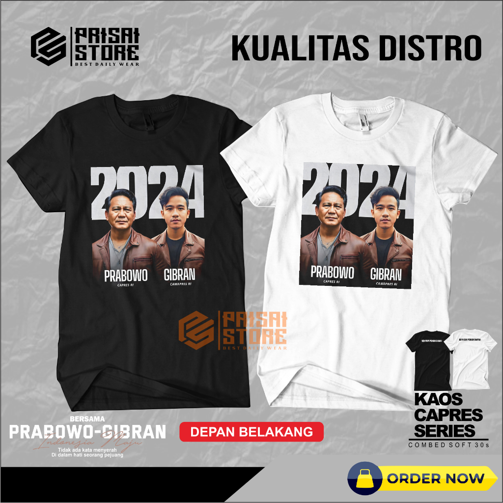 Jual Kaos Prabowo Gibran Kaos Capres 2024 Kaos Prabowo Subianto Terbaru Cotton Combed 24s Soft ...