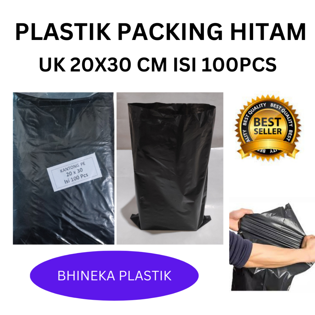 Jual HD packing Hitam Uk 20x30 (100Pcs), Plastik bungkus Paket online ...