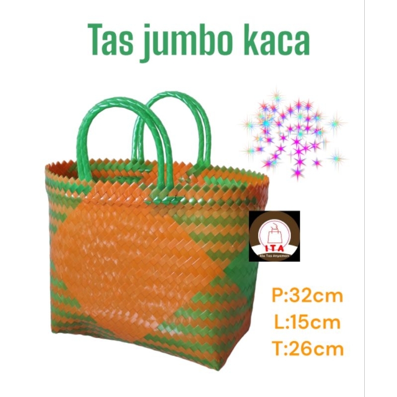 Jual TAS ANYAMAN JUMBO KACA A/Tas pasar/tas belanja/tas hampers/tas ...