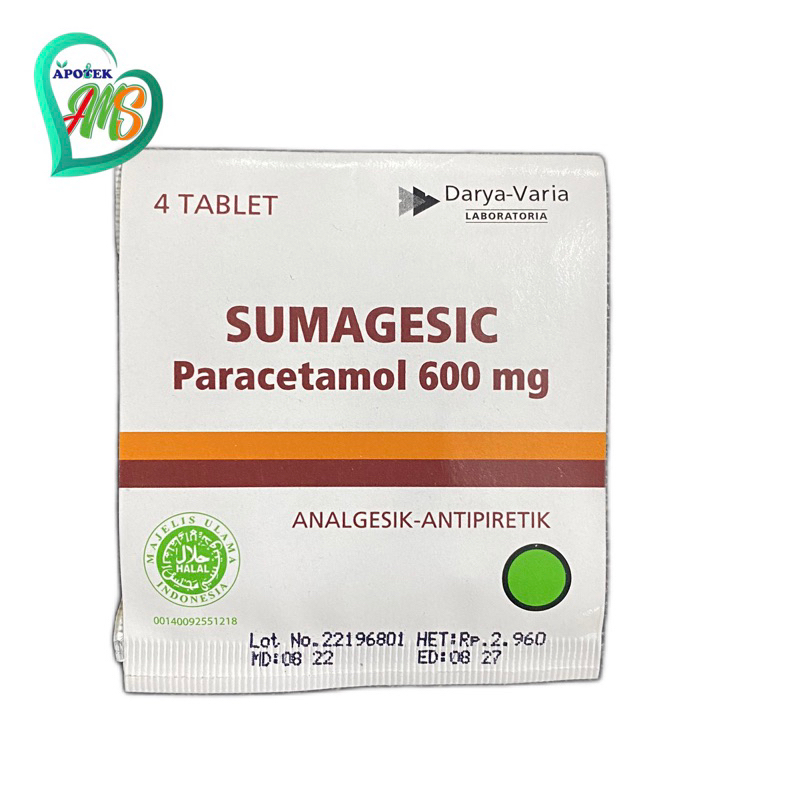 Jual SUMAGESIC PARACETAMOL 600 MG PER STRIP ISI 4 TABLET | Shopee Indonesia