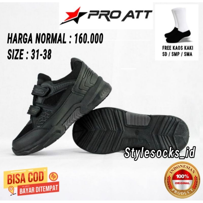 Jual SEPATU PRO ATT ORIGINAL ANAK SEKOLAH / SEPATU FULL BLACK PRO ATT TERBARU | Shopee Indonesia