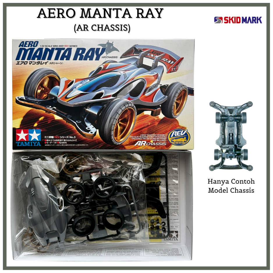 Jual Mobil Rakit Tamiya Mini 4WD - Aero Manta Ray AR Chassis (ORIGINAL ...