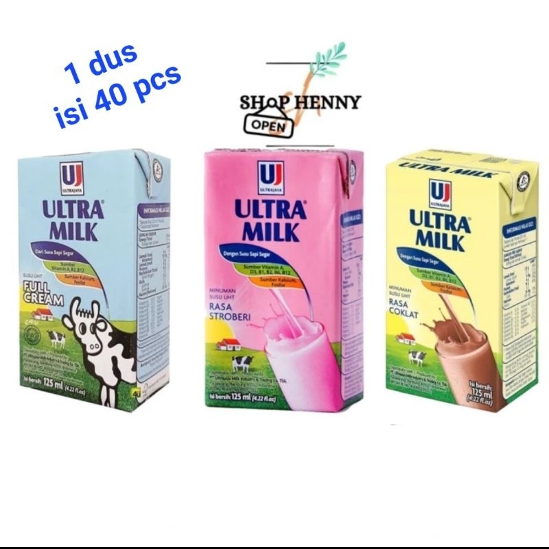 Jual Susu UHT Ultramilk 125 ml 1 dus isi 40 pcs Khusus GOJEK&GRAB | Shopee Indonesia