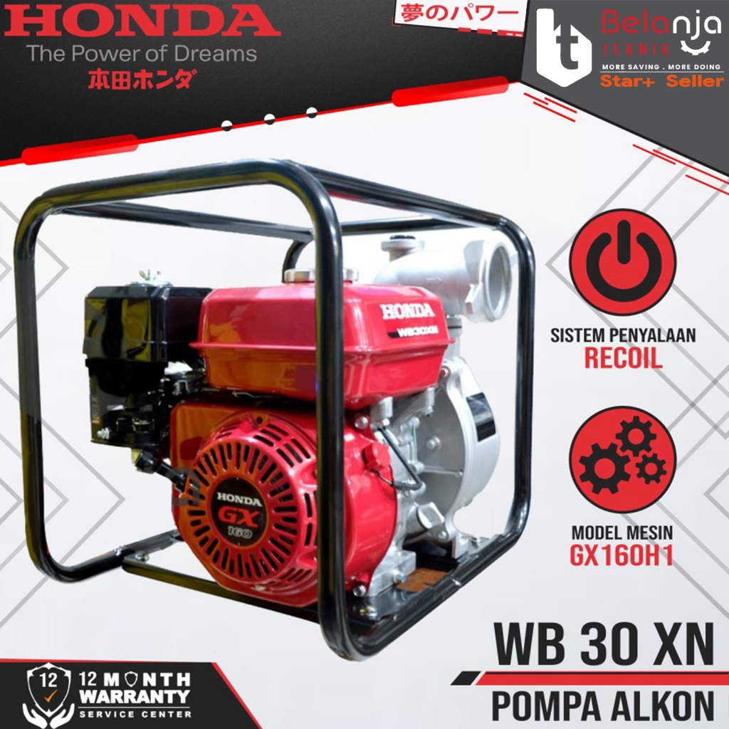 Jual Mesin Alkon HONDA WB 30 XN Pompa Air Bensin Irigasi 3 Inch 7.5 ...
