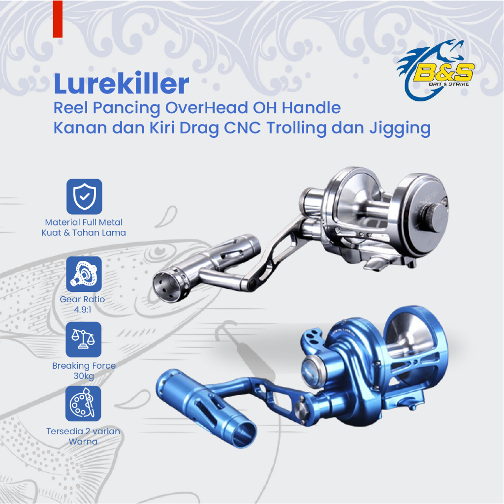 Jual LUREKILLER ASLI Reel OverHead 30kg reel OH Handle Kanan dan Kiri ...