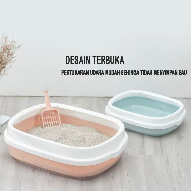 Jual Cat Litter Box Free sekop Toilet Kucing Anti Percikan Bak Pasir CW ...