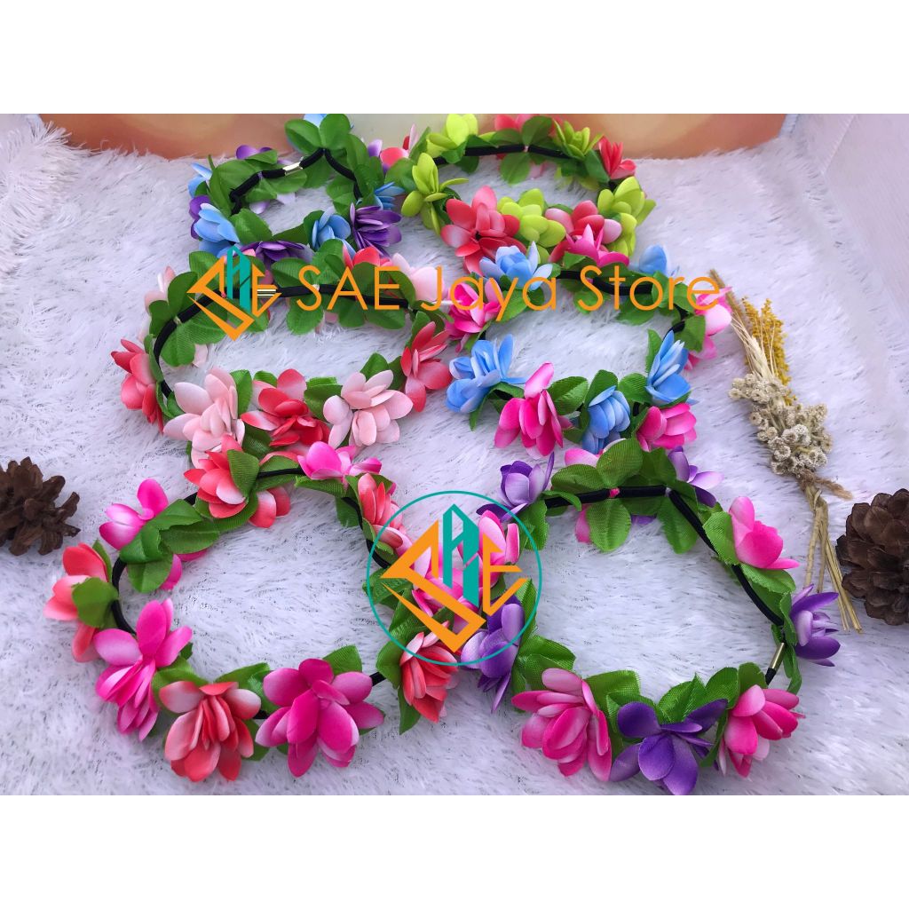 Jual (6 PCS) SAE - BANDO BUNGA KARET FLOWER CROWN MERMAID MAHKOTA PILIH ...